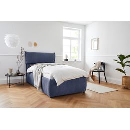 Polsterbett OTTO HOME "Jenson", blau (dunkelblau), B:128cm L:225cm, Struktur weich (85% Polyester/15% Nylon), Betten, Polsterbett, als Bettgestell oder mit 3 Matratzenarten und H&auml;rtegraden