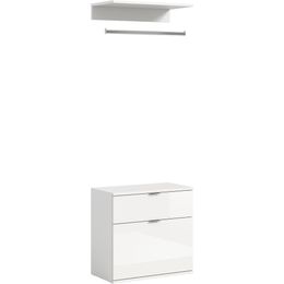 Garderoben-Set Home Affaire "TRONDHEIM, 3-teilig, Breite 61 cm, Zwischenbauelement", wei&szlig; (wei&szlig;, wei&szlig; hochglanz), B:61cm H:62cm T:34cm, Holzwerkstoff, Kastenm&ouml;bel-Sets, Kommode, Kleiderstange, Ablageboden