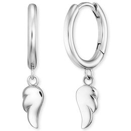 Paar Creolen Engelsrufer "Flying Wings", silber (silberfarben), Ohrringe, Damen, 14mm, Silber 925 (Sterlingsilber)