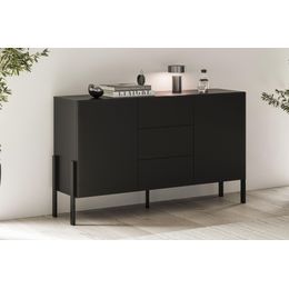 Sideboard OTTO HOME "Jukon, Breite 150 bzw.180 cm, moderne grifflose Kommode", schwarz, B:150cm H:90cm T:40cm, Sideboards, Sideboard, Schubladenschrank 2 T&uuml;ren/3 Schubk&auml;sten, push-to-open-Funktion