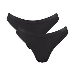 Tanga Sloggi "GO Sense", Damen, Gr. L, schwarz, Single Jersey, Obermaterial: 88% Modal, 12% Elasthan, figurbetont, Unterhosen Tanga, Modalmix, nahtlos, flacher Saum, elastisch, weich