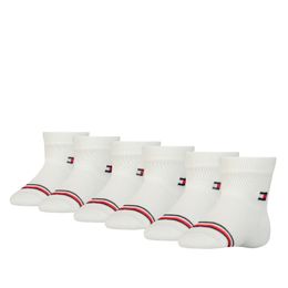 Socken Tommy Hilfiger "TH BABY SOCK 6P ECOM", M&auml;dchen, Gr. 15-18, wei&szlig;, Materialmix, gestreift, unifarben mit Farbeinsatz, Socken Socken, mit ikonischen Streifenakzenten