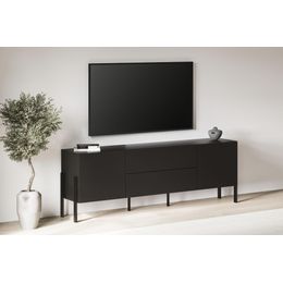 Lowboard OTTO HOME "Jukon,Breite 200 cm, moderne grifflose TV-Kommode,2 T&uuml;ren/2 Schubladen", schwarz, B:200cm H:70cm T:40cm, Sideboards, Lowboard, TV-Schrank mit viel Stauraum, TV-Board, push-to-open-Funktion