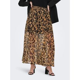 Faltenrock Only "ONLASTA &ndash; Kn&ouml;chellanger Rock mit elastischem Bund", Damen, Gr. S (36), schwarz (schwarz aop:warm leo), Jersey, Obermaterial: 100% Polyester, bedruckt, regular fit kn&ouml;chellang, R&ouml;cke, regular fit, Jersey, Polyester, elastischer Bund, unifarben