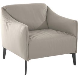 Cocktailsessel W.Schillig "sally Designsessel, zeitlos und bequem, tolle Verarbeitungsdetails", grau (eisgrau z59), B:84cm H:78cm T:84cm, Longlife Xtra-Leder Z59: Glattleder mit modischer Pr&auml;gung. Hautst&auml;rke 0, 9 - 1, 1 mm., Sessel, Cocktailsessel, mit Metall-Winkelf&uuml;&szlig;en in Schwarz pulverbeschichtet