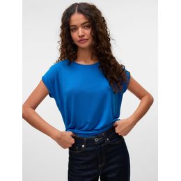 V&eacute;ro Moda Kurzarmshirt VERO MODA "VMAVA PLAIN SS TOP JRS NOOS", Damen, Gr. XS, blau (daphne), Jersey, Obermaterial: 95% Lyocell, 5% Elasthan, unifarben, regular fit normal, Rundhals, Shirts, Materialmix, regular fit