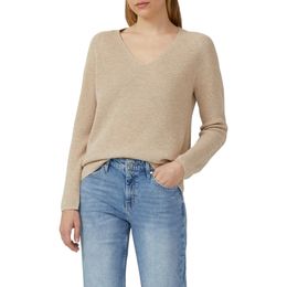 Strickpullover s.Oliver, Damen, Gr. 46, beige, Strick, Obermaterial: 60% Baumwolle, 40% Polyacryl, unifarben, regular fit taillenbedeckt, V-Ausschnitt, B&uuml;ndchen, Pullover Strickpullover, mit V-Ausschnitt