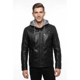 Lederjacke Mauritius "MMBarlo", Herren, Gr. L (50), schwarz, Obermaterial: 100% Schafsleder. Futter: 100% Baumwolle. Kapuze: 55% Baumwolle, 45% Polyester. &Auml;rmelfutter: 100% Polyester, unifarben, regular fit h&uuml;ftbedeckend, angesetztes B&uuml;ndchen, Jacken, mit abnehmbarer Kapuze