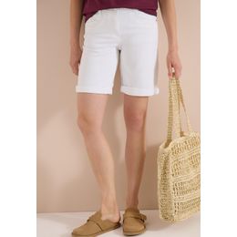 Bermudas Cecil "Style Scarlett", Damen, Gr. 29, N-Gr, wei&szlig;, Denim/Jeans, Obermaterial: 78% Baumwolle, 21% Elastomultiester, 1% Elasthan. Futter: 52% Polyester, 48% Baumwolle, unifarben, slim fit kniefrei, Hosen Bermudas, Denim Shorts in wei&szlig;er Waschung