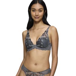 Schalen-BH Triumph "Sensual Spotlight WP", Damen, Gr. 70, Cup D, grau (pebble grau), Microtouch, Obermaterial: 64% Polyester, 29% Polyamid, 7% Elasthan, bestickt, BHs Schalen-BH, mit Stickerei