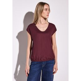 Hemdbluse Street One, Damen, Gr. 34, rot (schwarz cherry rot), Stoff, 100% Viskose, unifarben, gerade normal, Rundhals, B&uuml;ndchen, Blusen Hemdbluse, aus softer Viskose