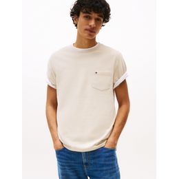 T-Shirt Tommy Hilfiger "ESSENTIAL SOLID POCKET TEE", Herren, Gr. XL, beige (newsprint), Single Jersey, Obermaterial: 100% Baumwolle, regular fit, Rundhals, Shirts T-Shirt