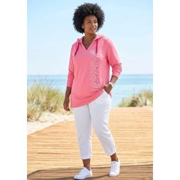 Kapuzensweatshirt Kangaroos, Damen, Gr. 40/42, pink, Sweatware, Obermaterial: 95% Baumwolle, 5% Elasthan, bequem h&uuml;ftbedeckend, V-Ausschnitt, Flachstrickb&uuml;ndchen, Sweatshirts, casual Stil, mit Kapuze, bequeme Passform, gro&szlig;e Gr&ouml;&szlig;en