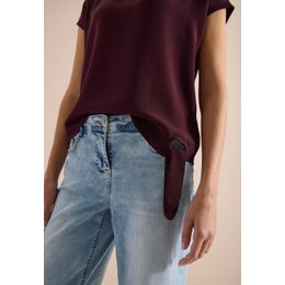 Kurzarmbluse Cecil, Damen, Gr. L (42), sweet grape rot, Web, Obermaterial: 100% Viskose, unifarben, l&auml;ssig geschnitten h&uuml;ftbedeckend, Rundhals, abgestepptes B&uuml;ndchen, Blusen, Sommershirt mit Knotendetail
