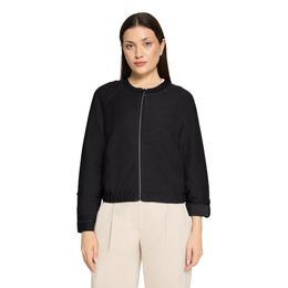 Sweatjacke Betty Barclay "Damen mit Rippenstruktur", Damen, Gr. 36, schwarz, Obermaterial: 65% Polyester, 35% Baumwolle, figurumspielend normal, Rundhals, Sweatjacken Sweatjacke