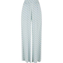 Stoffhose Urban Classics "Urban Classics Damen Ladies Viscose Resort Pants", Damen, Gr. M, US-Gr&ouml;&szlig;en, oceanblaucheck, 100% Viskose, kariert, relaxed fit, Hosen Stoffhose