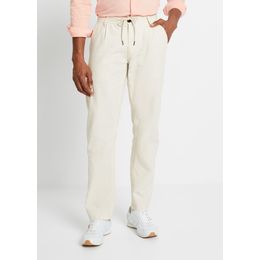 Chinohose bonprix, Herren, Gr. 60, N-Gr, sandbeige, Web, Obermaterial: 55% Leinen, 45% Baumwolle, relaxed fit, Hosen Chinohose, aus Leinen, mit B&auml;ndchen zur Weitenanpassung, relaxed fit