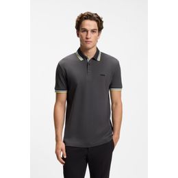 Poloshirt BOSS Green "Paddy", Herren, Gr. L, grau (dunkelgrau029), Jersey, Obermaterial: 100% Baumwolle, regular fit, hoch geschlossener Ausschnitt, eng B&uuml;ndchen, Shirts, atmungsaktive Piqu&eacute;-Webstruktur, Flachstrickkragen, gerader Schnitt