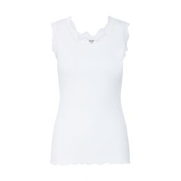 Shirttop oxmo "Shirttop OXNSuna Lace", Damen, Gr. L, wei&szlig; (blanc de blanc), Obermaterial: 47% Baumwolle CO. 47% Modal CMD. 6% Elasthan EL., Tops Shirttop