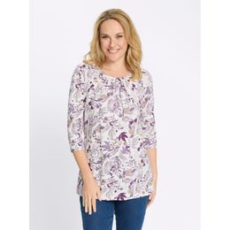 Longshirt Classic Basics "Longshirt", Damen, Gr. 42, flieder, ecru, bedruckt, 100% Baumwolle, gebl&uuml;mt, gemustert, Rundhals, Shirts Longshirt