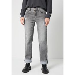 Comfort-fit-Jeans STREET ONE STUDIO, Damen, Gr. 28, L&auml;nge 28, grau destroy washed, Jeans, 72% Baumwolle, 27% Polyester, 1% Elasthan, Destroyed-Effekte, normal, Jeans, aus Baumwolle mit Stretchanteil