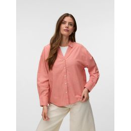 V&eacute;ro Moda Langarmbluse VERO MODA "VMNORMA LS CHAMBRAY SHIRT", Damen, Gr. L, langoustino detail:melange, Web, Obermaterial: 100% Baumwolle, meliert, loose fit Po-bedeckend, V-Ausschnitt, Blusen, Baumwolle, loose fit