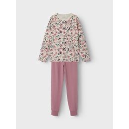 Pyjama name it "NKFNIGHTSET NOSTALGIA FLOWER NOOS", M&auml;dchen, Gr. 110 (116), rosa (nostalgia rose), Jersey, Obermaterial: 95% Baumwolle, 5% Elasthan, bedruckt, relaxed fit normal, Rundhals, abgesteppte Kante, Homewear-Sets Pyjama, in Basic-Form