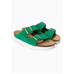 BACKSUN Leder-Pantoletten "Bali" in Gr&uuml;n - 65% | Gr&ouml;&szlig;e 37 | Damen-pantoletten