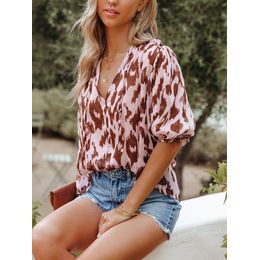 LA Angels Bluse in Rosa/ Braun - 75% | Gr&ouml;&szlig;e M | Damen-blusen