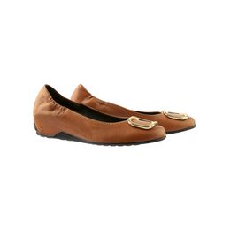 H&ouml;gl H&ouml;gl Leder-Keilballerinas in Hellbraun - 61% | Gr&ouml;&szlig;e 37 | Damen-ballerinas