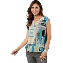 WITT WEIDEN Blusentop in Sand/ T&uuml;rkis - 50% | Gr&ouml;&szlig;e 52 | Damen-blusen