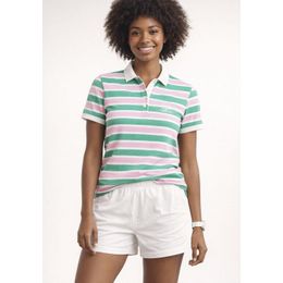 Poloshirt Kangaroos, Damen, Gr. 36/38, rosa, gr&uuml;n, gestreift, Piqu&eacute;, Obermaterial: 95% Baumwolle, 5% Elasthan, Basic h&uuml;ftlang, Rundhals, Rippb&uuml;ndchen, Shirts, mit vielen Details & Branding