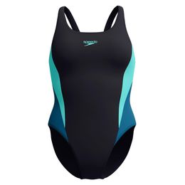 Speedo Badeanzug "Eco Colourblock" in Schwarz/ T&uuml;rkis - 43% | Gr&ouml;&szlig;e 42 | Damen-bademode