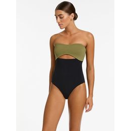 Jets Badeanzug in Khaki/ Schwarz - 78% | Gr&ouml;&szlig;e L | Damen-bademode