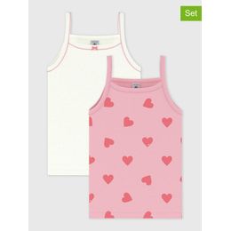 Petit Bateau 2er-Set: Hemdchen in Wei&szlig;/ Rosa - 20% | Gr&ouml;&szlig;e 140 | Kinder-waesche