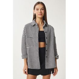 Happiness Istanbul Hemdjacke in Schwarz/ Wei&szlig; - 58% | Gr&ouml;&szlig;e 42 | Damenjacken