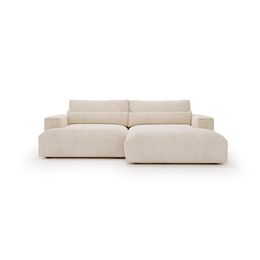Stylife Ecksofa Felicia, Creme, Kunststoff, 3-Sitzer, F&uuml;llung: Schaumstoff, Ottomane rechts, L-Form, 268x187 cm, Typenauswahl, Stoffauswahl, seitenverkehrt erh&auml;ltlich, Wohnzimmer, Sofas & Couches, Wohnlandschaften, Ecksofas