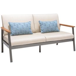 Modante 2,5-Sitzer, Hellgrau, Dunkelgrau, Teak, Holz, Metall, Textil, Teakholz, Hartholz, F&uuml;llung: Polyester, 161x75.5x82 cm, Wohnzimmer, Sofas & Couches, Sofas, 2-Sitzer Sofas