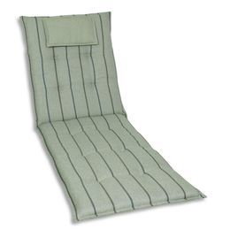 Liegenauflage, Hellgr&uuml;n, Textil, Streifen, F&uuml;llung: Schaumstoff, Vlies, 60x7x190 cm, Oeko-Tex&reg; Standard 100, pflegeleicht, hochwertige Qualit&auml;t, langlebig, f&uuml;r den Au&szlig;enbereich geeignet, mittels B&auml;ndern zu befestigen, Gurtband Wendekissen, Outdoor-Kissen, Liegenauflagen