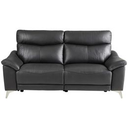 Xora 2,5-Sitzer, Schwarz, Metall, Kombination Echtleder/Lederlook, Rindleder, 3-Sitzer, 201x102x92 cm, motorische Relaxfunktion, Wohnzimmer, Sofas & Couches, Sofas, 2-Sitzer Sofas