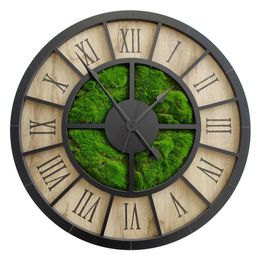 Wanduhr -, Schwarz, Eiche, Dunkelgr&uuml;n, Holz, Metall, Kunststoff, Fsc, Made in EU, Dekoration, Uhren, Wanduhren