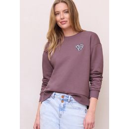 Sweatshirt STREET ONE STUDIO, Damen, Gr. 44, hazy rose, Sweatware, Obermaterial: 60% Baumwolle, 40% Polyester, unifarben, loose fit, Rundhals, B&uuml;ndchen, Sweatshirts Sweatshirt, in Loose Shape