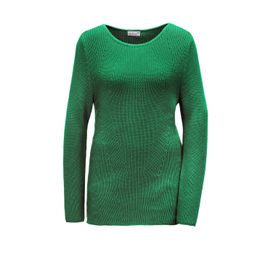 Strickpullover GOLDNER "Kurzgr&ouml;&szlig;e Baumwollpullover mit Patentgrobstrick", Damen, Gr. 19, gr&uuml;n, Obermaterial: 100% Baumwolle CO., U-Boot-Ausschnitt, Rippe, Pullover Strickpullover, Ohne