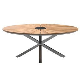 Ambia Garden Gartentisch Teakholz, Natur, Holz, Metall, Teakholz, oval, eckig, 200x75x120 cm, Gartenm&ouml;bel, Gartentische, Gartentische