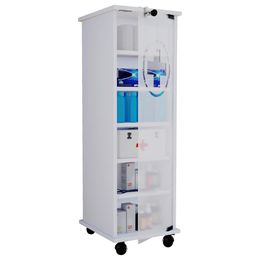 Mid.you Medizinschrank VCM Nilasu, Wei&szlig;, Glas, Holzwerkstoff, 5 F&auml;cher, 31x98x35 cm, Badezimmer, Badezimmerschr&auml;nke, Medizinschr&auml;nke