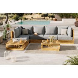 Ambia Garden Loungegarnitur, Akazie, Holz, Kunststoff, Akazie, vollmassiv, F&uuml;llung: Polyester, einzeln stellbar, 287x212 cm, Loungem&ouml;bel, Gartenlounge-Sets