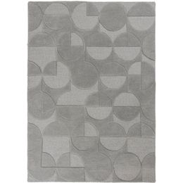 Teppich FLAIR RUGS "GIGI", grau, B:160cm H:8mm L:160cm, Wolle, Teppiche, Teppich, aus 100% Wolle, geometrisches Design, fu&szlig;bodenheizungsgeeignet