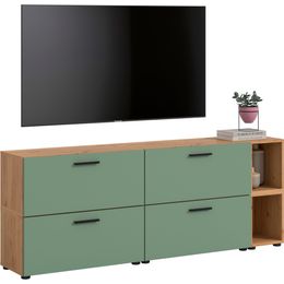 Schrank-Set Home Affaire "ENESTE, 6-teilig, in verschiedenen Farben, individuell kombinierbar", artisan eiche nachbildung, smoke gr&uuml;n, B:176cm H:34cm T:67cm, Spanplatte, Kastenm&ouml;bel-Sets, Stauraumelement, Kombination, Wohnkombination, Schrankwand, Lowboard
