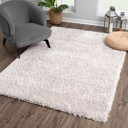 Hochflor-Teppich Sanat "Porto", grau (hellgrau), B:160cm H:45mm L:230cm, Kunstfaser, Teppiche, Wohnzimmer, Langflor, Shaggy, auch als L&auml;ufer