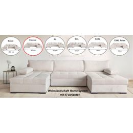 Wohnlandschaft OTTO HOME "Home System U-Form, von B: 269-352 cm w&auml;hlbar, 6 Varianten zur Auswahl", anthrazit, B:307cm H:41cm T:161cm, 100%Polyester, Sofas, Wohnlandschaft, Bettfunktion, Bettkasten & Zierkissen, Federkern